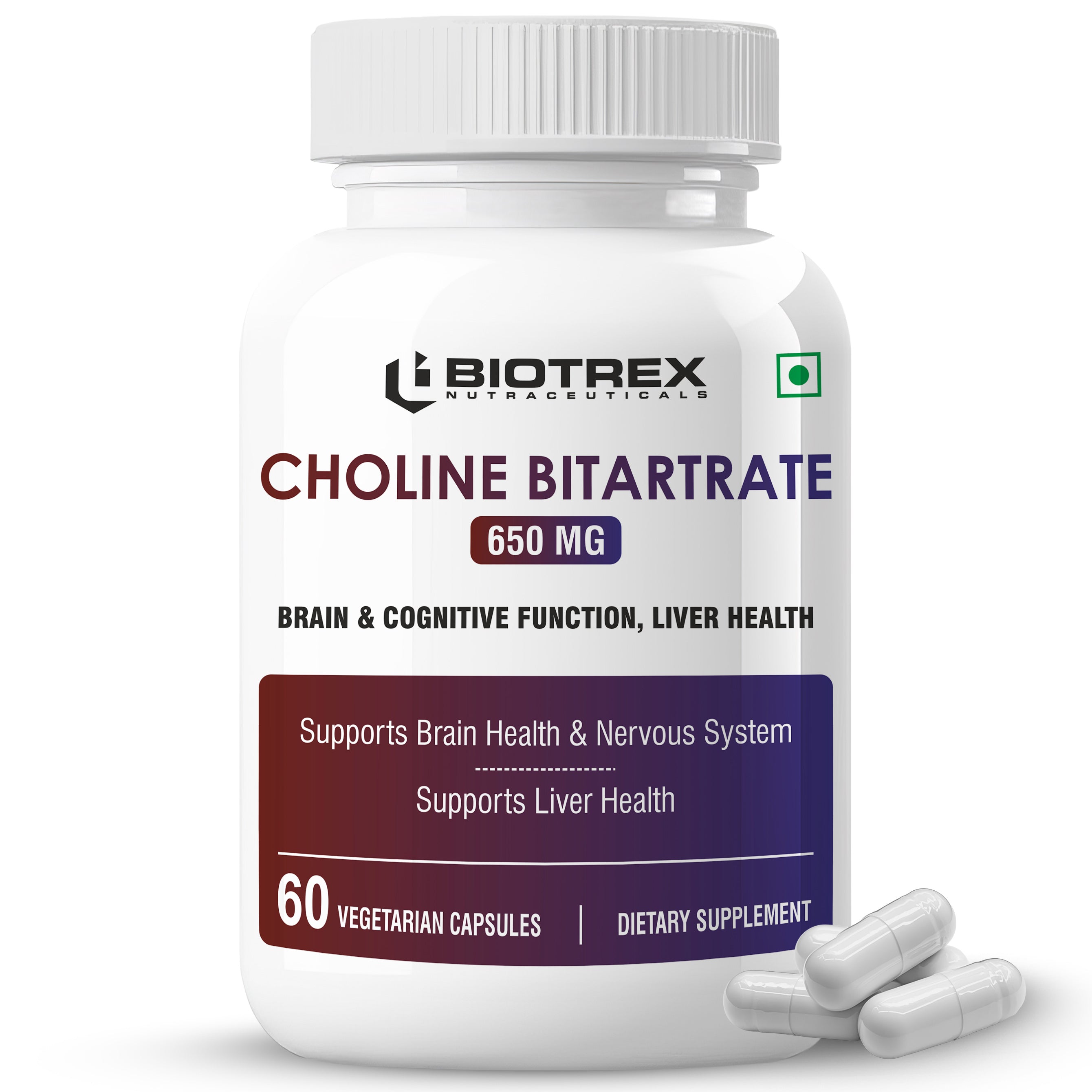 Biotrex Nutraceuticals Choline Bitartrate 650mg Supplement | High Puri ...