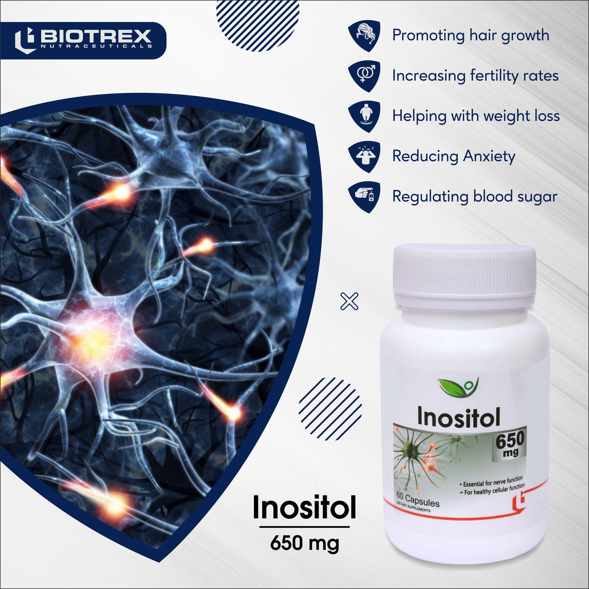 Biotrex Inositol 650mg - 60 Capsules – BIOTREX NUTRACEUTICALS
