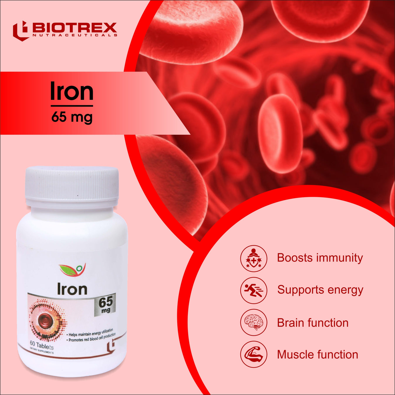 Biotrex Iron 65mg - 60 Tablets – BIOTREX NUTRACEUTICALS