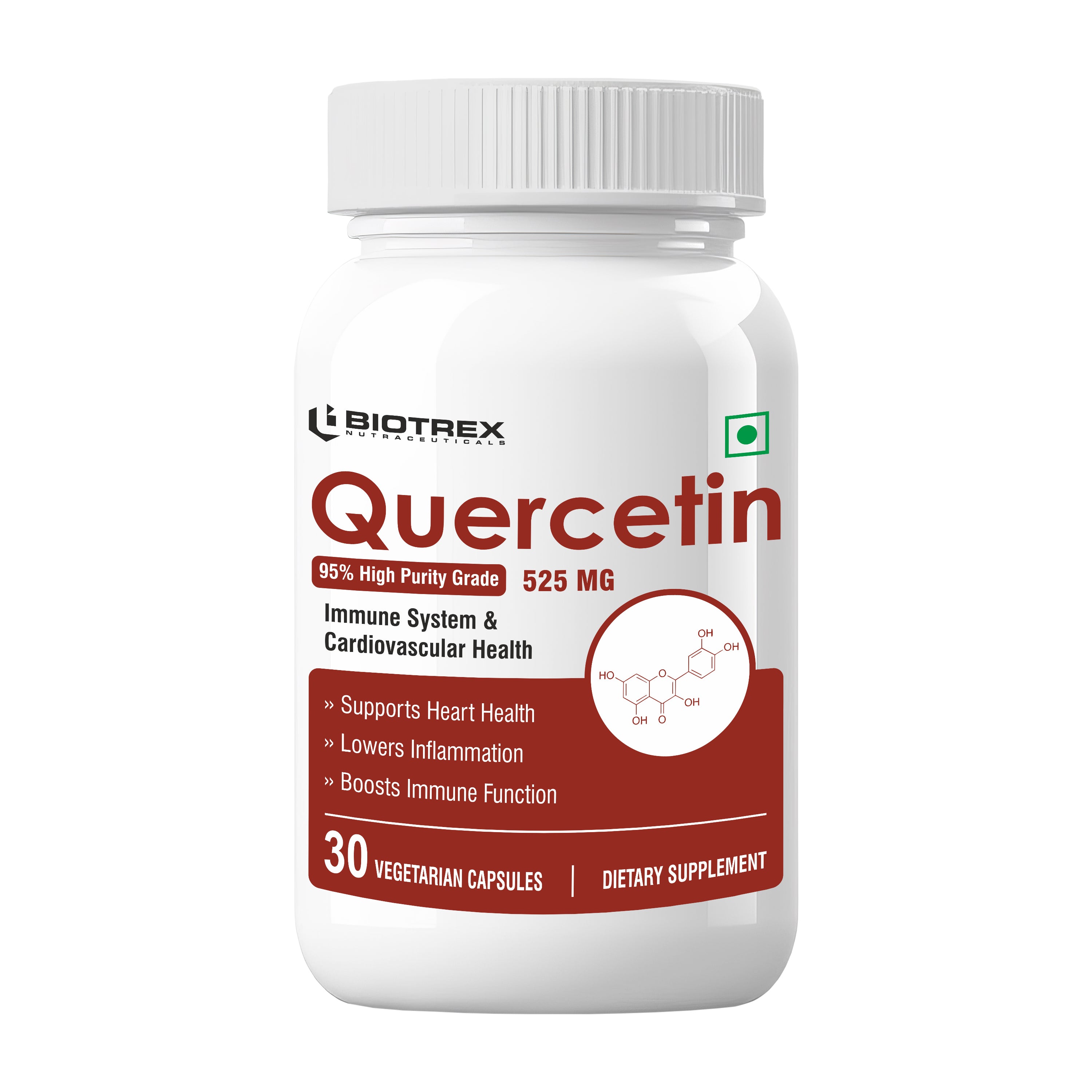Biotrex Quercetin 525 mg Supplement With 95% High Purity Grade, Suppor ...