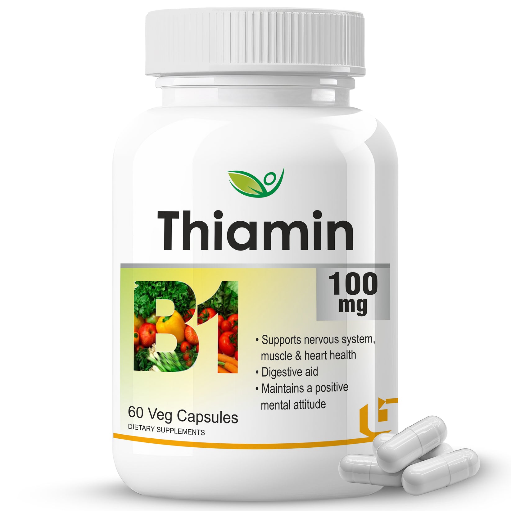 Biotrex Thiamin 100mg (Vitamin B1) - 60 Veg Capsules Energy Production ...