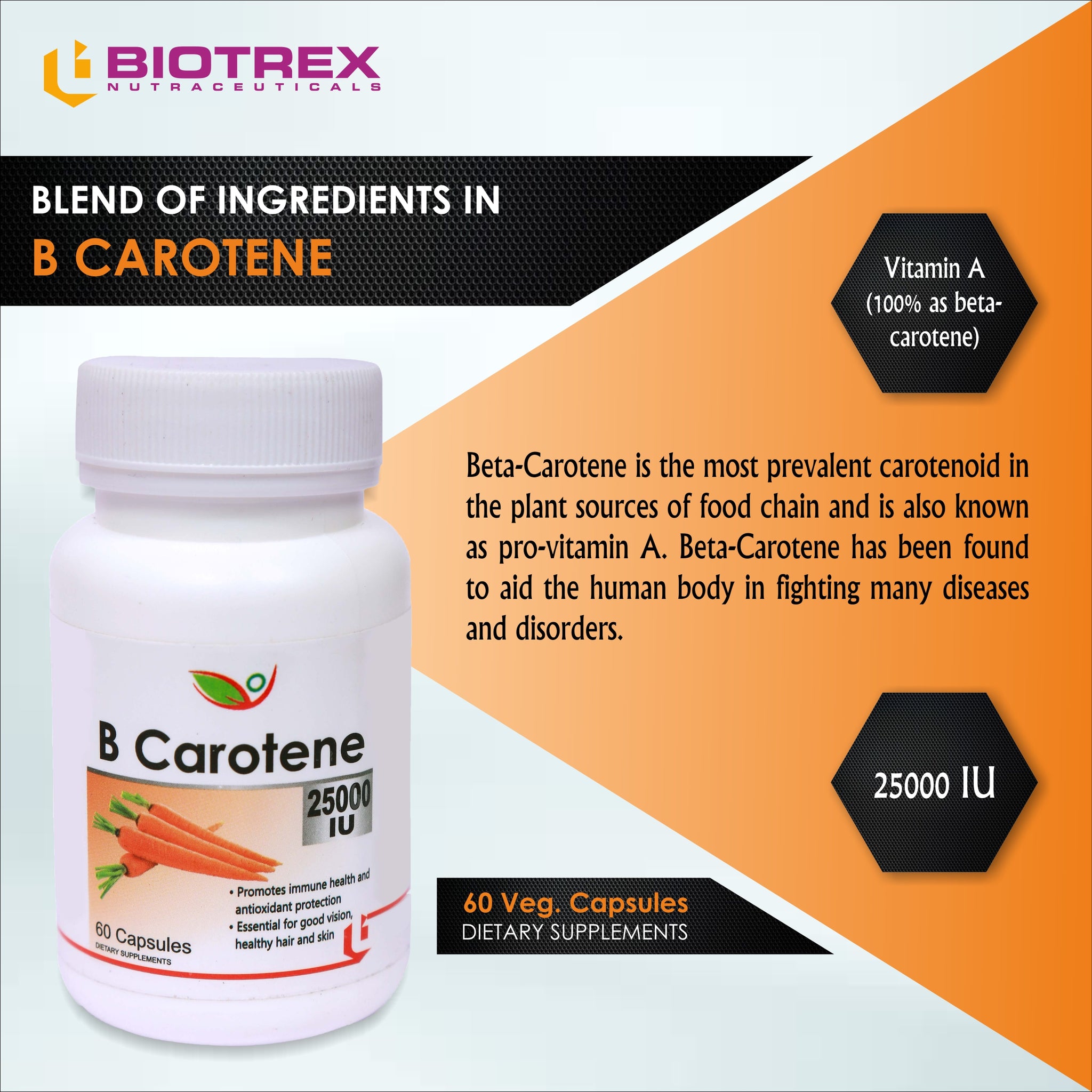 Biotrex Beta Carotene 25000IU - 60 Capsules – BIOTREX NUTRACEUTICALS