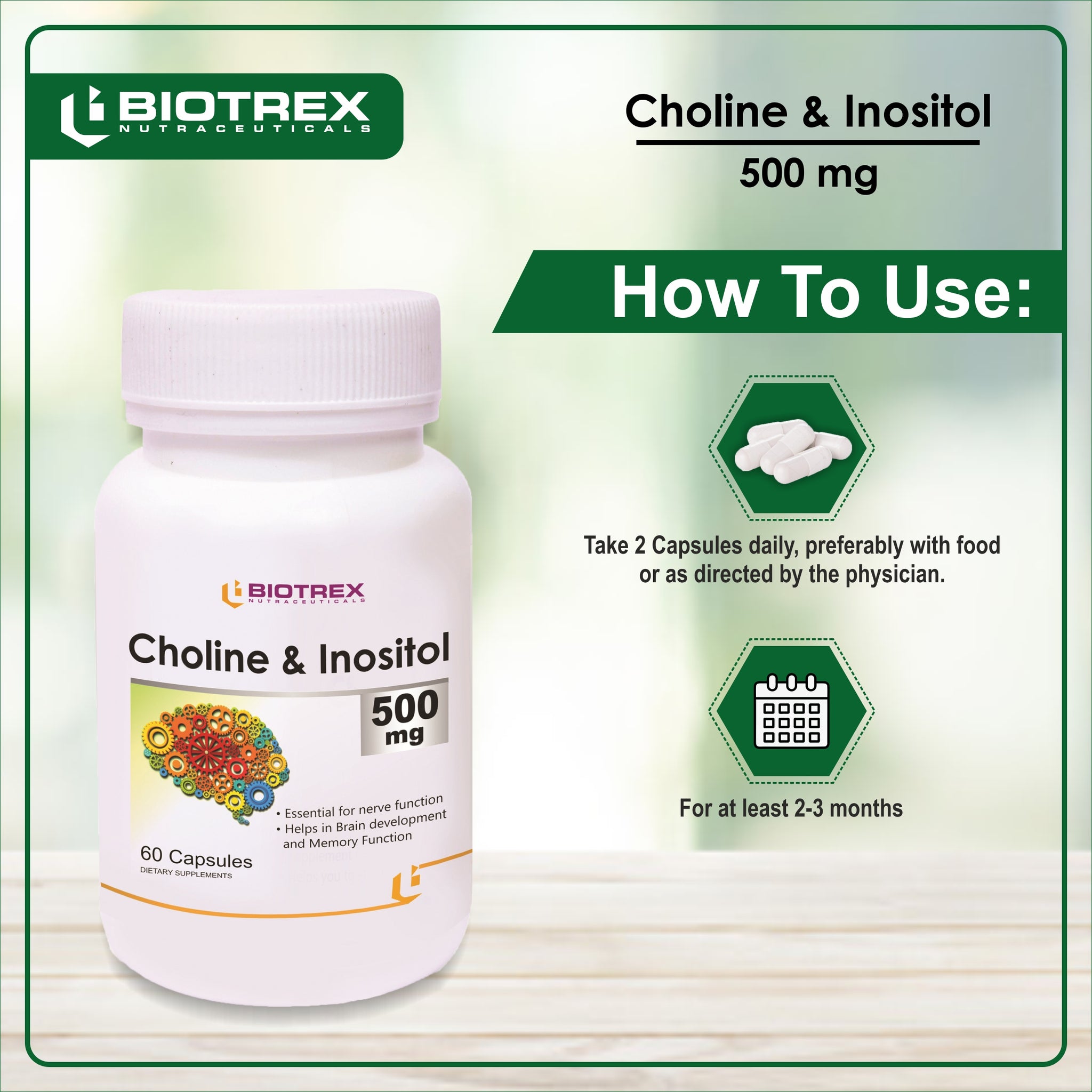 Biotrex Choline & Inositol 500mg - 60 Capsules – BIOTREX NUTRACEUTICALS