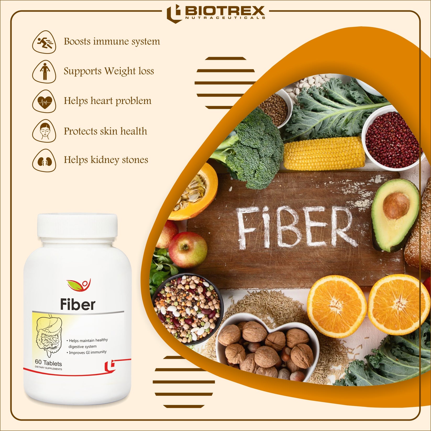 Biotrex Fiber Supplement - 60 Tablets – BIOTREX NUTRACEUTICALS